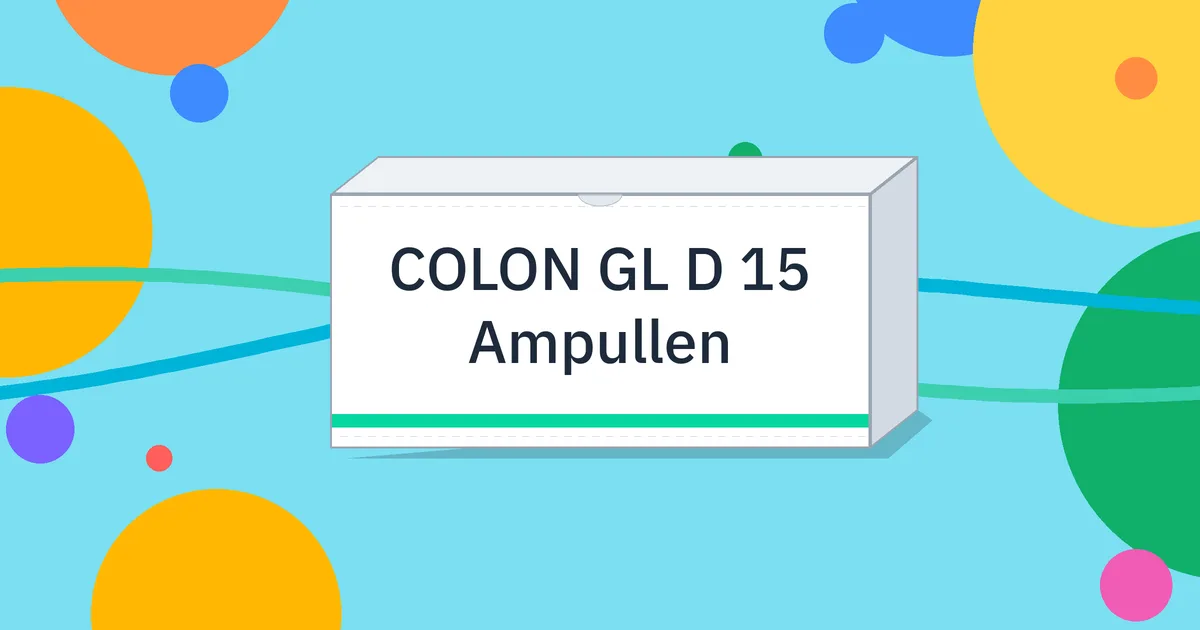 Symbolbild: Packung mit der Aufschrift COLON GL D 15 Ampullen (PZN 02831202) – Verfügbarkeit und Bezug in Apotheken in Frankfurt am Main