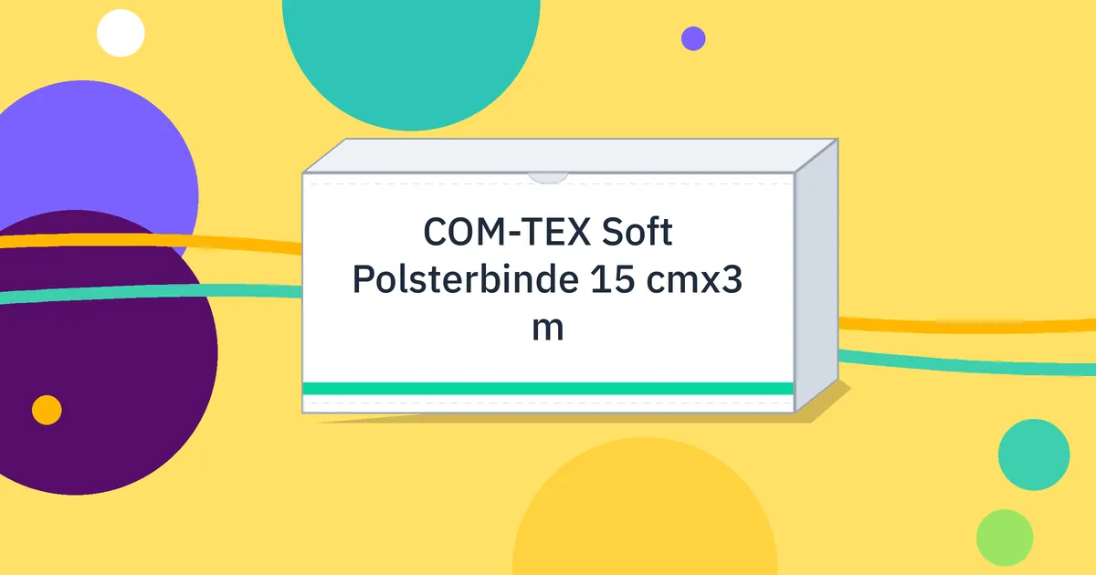 Symbolbild: Packung mit der Aufschrift COM-TEX Soft Polsterbinde 15 cmx3 m (PZN 04722865) – Verfügbarkeit und Bezug in Apotheken in Frankfurt am Main