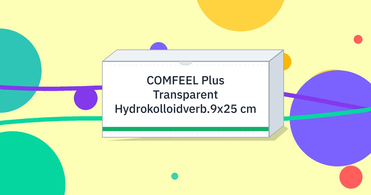 Symbolbild: Packung mit der Aufschrift COMFEEL Plus Transparent Hydrokolloidverb.9x25 cm (PZN 12342504) – Verfügbarkeit und Bezug in Apotheken in Frankfurt am Main