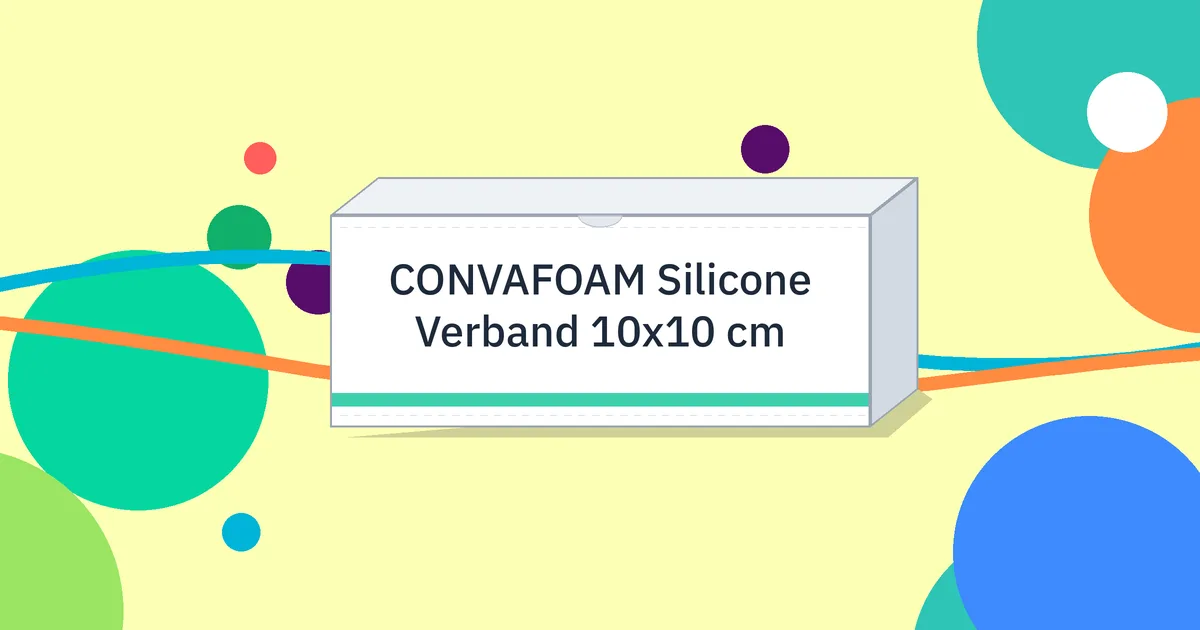 Symbolbild: Packung mit der Aufschrift CONVAFOAM Silicone Verband 10x10 cm (PZN 19906424) – Verfügbarkeit und Bezug in Apotheken in Frankfurt am Main