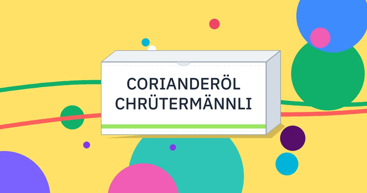 Symbolbild: Packung mit der Aufschrift CORIANDERÖL CHRÜTERMÄNNLI (PZN 07196526) – Verfügbarkeit und Bezug in Apotheken in Frankfurt am Main