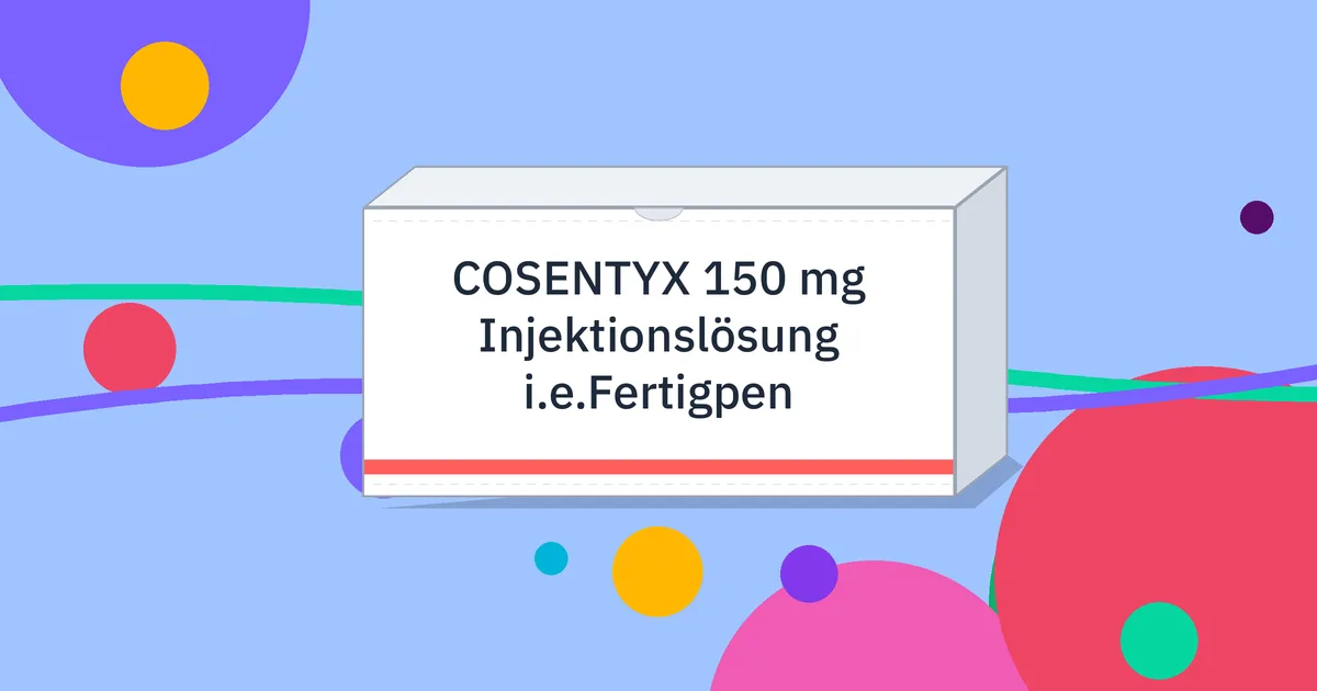 Symbolbild: Packung mit der Aufschrift COSENTYX 150 mg Injektionslösung i.e.Fertigpen (PZN 10626700) – Verfügbarkeit und Bezug in Apotheken in Frankfurt am Main