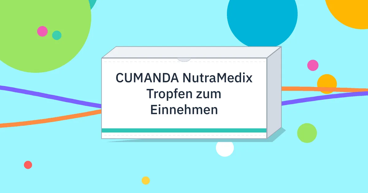 Symbolbild: Packung mit der Aufschrift CUMANDA NutraMedix Tropfen zum Einnehmen (PZN 18197434) – Verfügbarkeit und Bezug in Apotheken in Frankfurt am Main