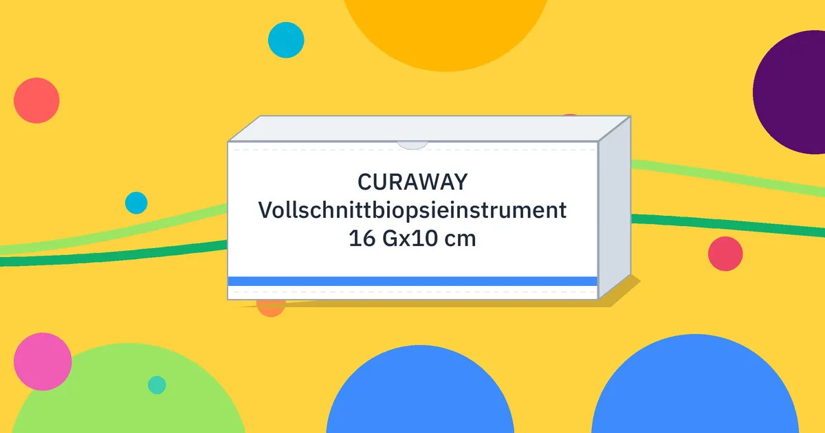 Symbolbild: Packung mit der Aufschrift CURAWAY Vollschnittbiopsieinstrument 16 Gx10 cm (PZN 20030115) – Verfügbarkeit und Bezug in Apotheken in Frankfurt am Main