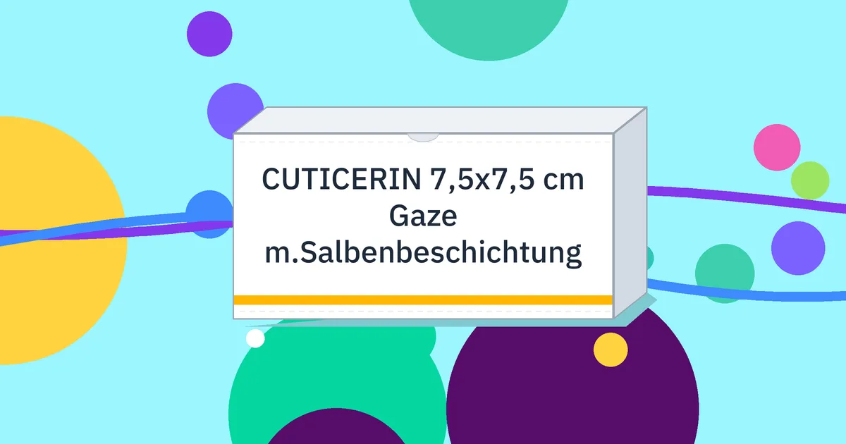 Symbolbild: Packung mit der Aufschrift CUTICERIN 7,5x7,5 cm Gaze m.Salbenbeschichtung (PZN 16749585) – Verfügbarkeit und Bezug in Apotheken in Frankfurt am Main