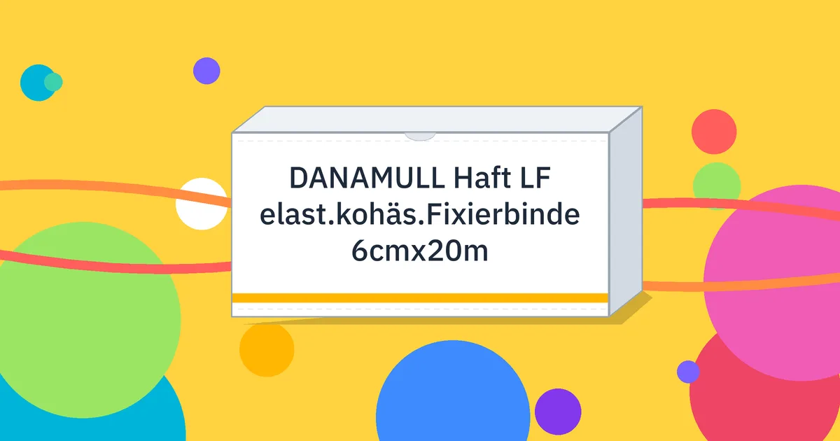 Symbolbild: Packung mit der Aufschrift DANAMULL Haft LF elast.kohäs.Fixierbinde 6cmx20m (PZN 20810439) – Verfügbarkeit und Bezug in Apotheken in Frankfurt am Main