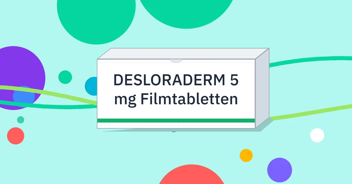 Symbolbild: Packung mit der Aufschrift DESLORADERM 5 mg Filmtabletten (PZN 09466728) – Verfügbarkeit und Bezug in Apotheken in Frankfurt am Main
