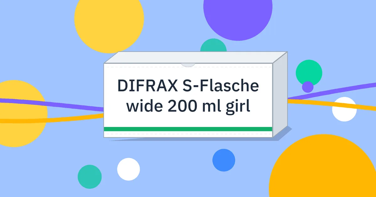 Symbolbild: Packung mit der Aufschrift DIFRAX S-Flasche wide 200 ml girl (PZN 12518073) – Verfügbarkeit und Bezug in Apotheken in Frankfurt am Main