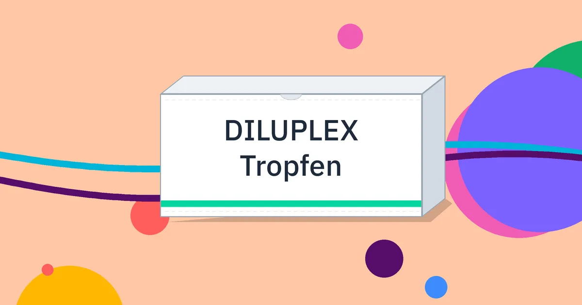 Symbolbild: Packung mit der Aufschrift DILUPLEX Tropfen (PZN 00577627) – Verfügbarkeit und Bezug in Apotheken in Frankfurt am Main