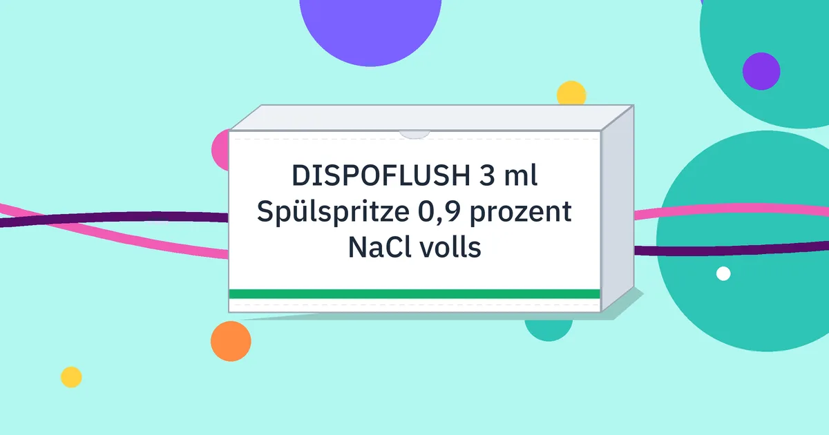 Symbolbild: Packung mit der Aufschrift DISPOFLUSH 3 ml Spülspritze 0,9 prozent NaCl volls (PZN 18060037) – Verfügbarkeit und Bezug in Apotheken in Frankfurt am Main