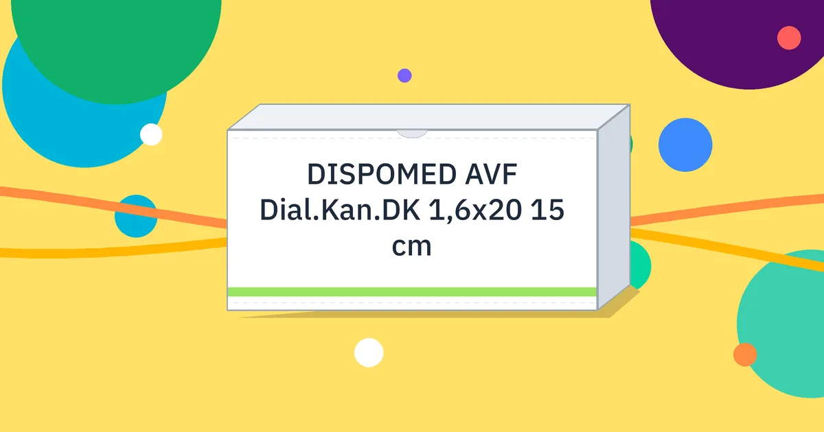 Symbolbild: Packung mit der Aufschrift DISPOMED AVF Dial.Kan.DK 1,6x20 15 cm (PZN 08495656) – Verfügbarkeit und Bezug in Apotheken in Frankfurt am Main