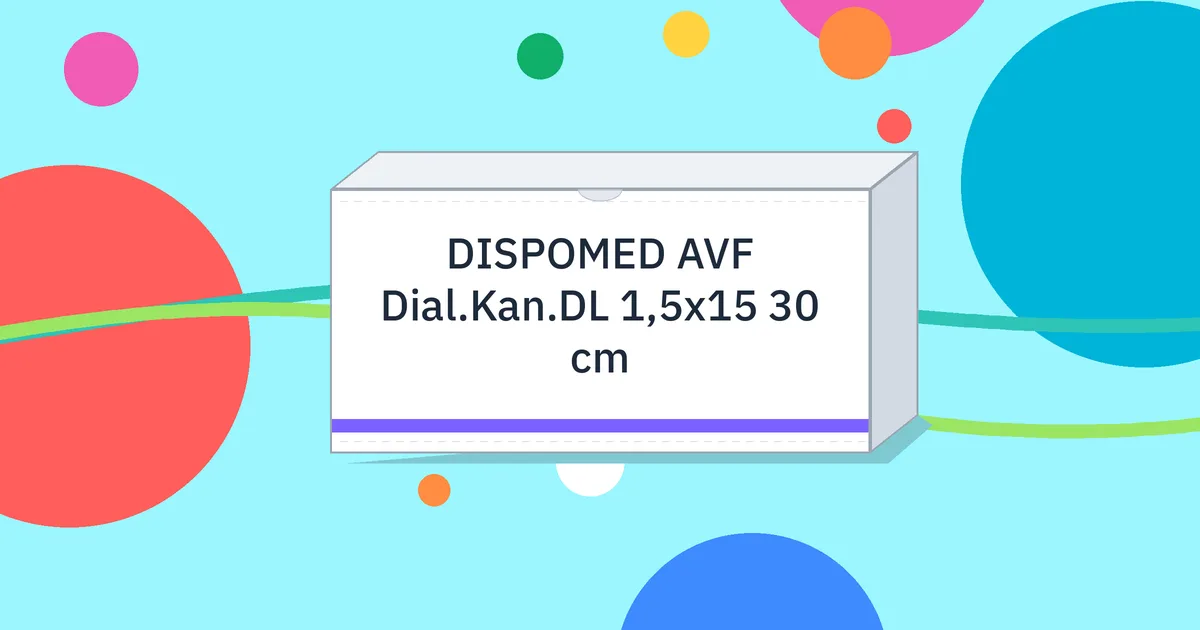 Symbolbild: Packung mit der Aufschrift DISPOMED AVF Dial.Kan.DL 1,5x15 30 cm (PZN 00268582) – Verfügbarkeit und Bezug in Apotheken in Frankfurt am Main