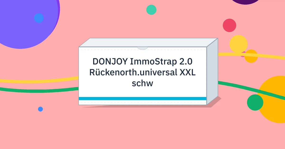 Symbolbild: Packung mit der Aufschrift DONJOY ImmoStrap 2.0 Rückenorth.universal XXL schw (PZN 20571101) – Verfügbarkeit und Bezug in Apotheken in Frankfurt am Main