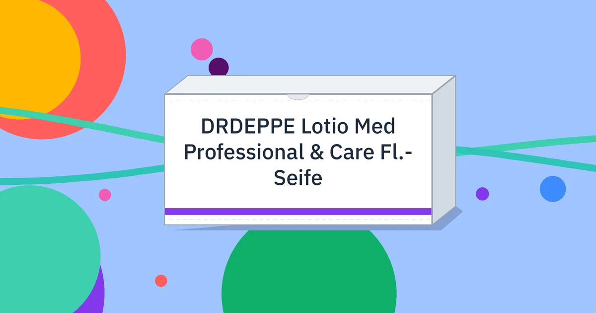 Symbolbild: Packung mit der Aufschrift DRDEPPE Lotio Med Professional & Care Fl.-Seife (PZN 18311870) – Verfügbarkeit und Bezug in Apotheken in Frankfurt am Main