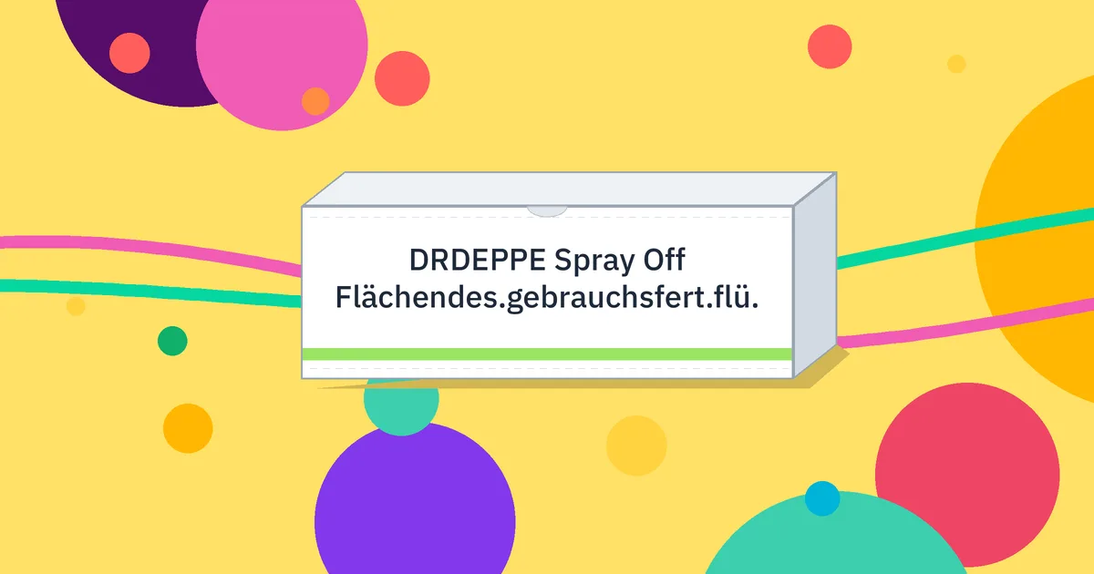Symbolbild: Packung mit der Aufschrift DRDEPPE Spray Off Flächendes.gebrauchsfert.flü. (PZN 18313159) – Verfügbarkeit und Bezug in Apotheken in Frankfurt am Main