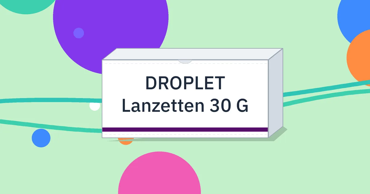 Symbolbild: Packung mit der Aufschrift DROPLET Lanzetten 30 G (PZN 13900900) – Verfügbarkeit und Bezug in Apotheken in Frankfurt am Main