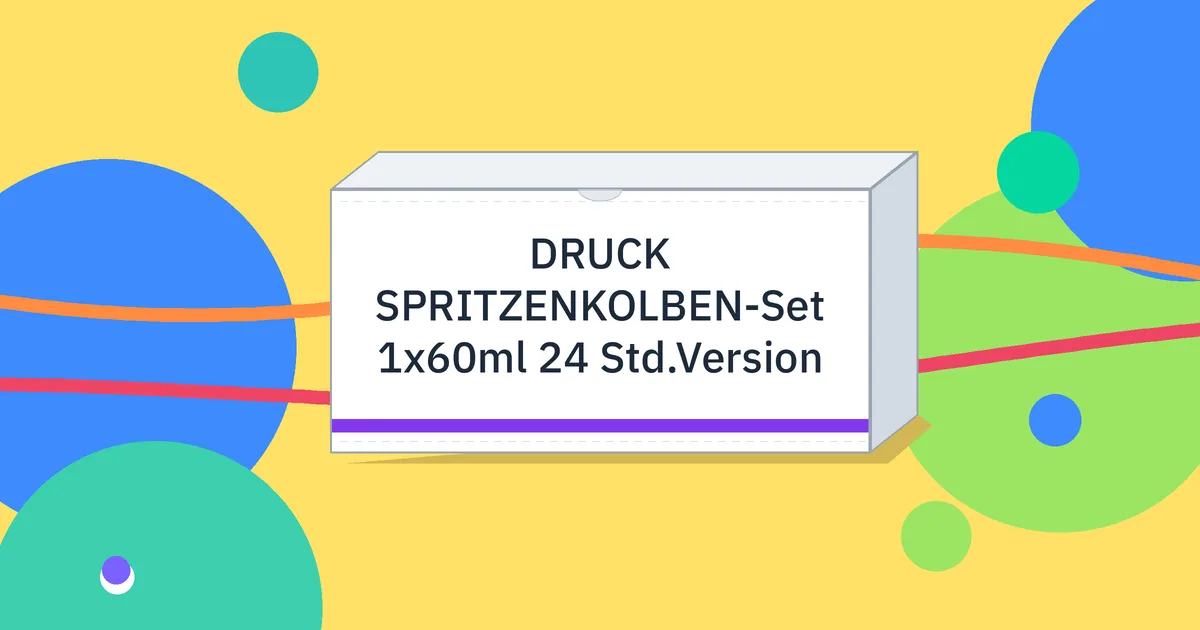 Symbolbild: Packung mit der Aufschrift DRUCK SPRITZENKOLBEN-Set 1x60ml 24 Std.Version (PZN 19817028) – Verfügbarkeit und Bezug in Apotheken in Frankfurt am Main