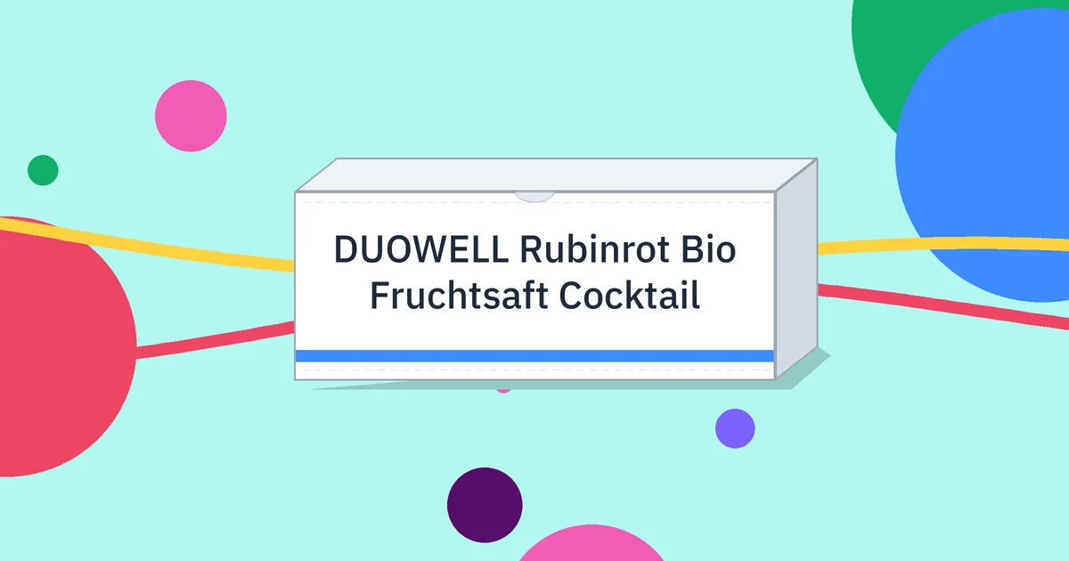 Symbolbild: Packung mit der Aufschrift DUOWELL Rubinrot Bio Fruchtsaft Cocktail (PZN 11485590) – Verfügbarkeit und Bezug in Apotheken in Frankfurt am Main