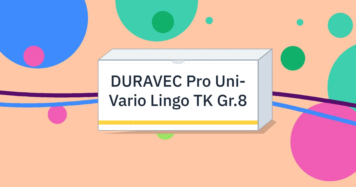 Symbolbild: Packung mit der Aufschrift DURAVEC Pro Uni-Vario Lingo TK Gr.8 (PZN 19272942) – Verfügbarkeit und Bezug in Apotheken in Frankfurt am Main
