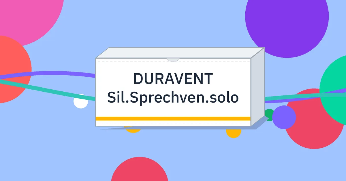Symbolbild: Packung mit der Aufschrift DURAVENT Sil.Sprechven.solo (PZN 02119834) – Verfügbarkeit und Bezug in Apotheken in Frankfurt am Main