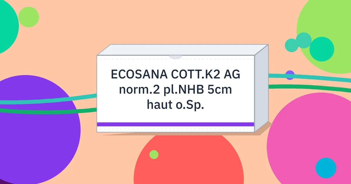 Symbolbild: Packung mit der Aufschrift ECOSANA COTT.K2 AG norm.2 pl.NHB 5cm haut o.Sp. (PZN 16949189) – Verfügbarkeit und Bezug in Apotheken in Frankfurt am Main