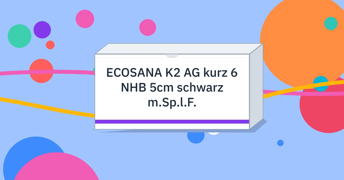 Symbolbild: Packung mit der Aufschrift ECOSANA K2 AG kurz 6 NHB 5cm schwarz m.Sp.l.F. (PZN 10954982) – Verfügbarkeit und Bezug in Apotheken in Frankfurt am Main