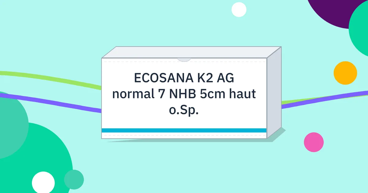 Symbolbild: Packung mit der Aufschrift ECOSANA K2 AG normal 7 NHB 5cm haut o.Sp. (PZN 01531099) – Verfügbarkeit und Bezug in Apotheken in Frankfurt am Main