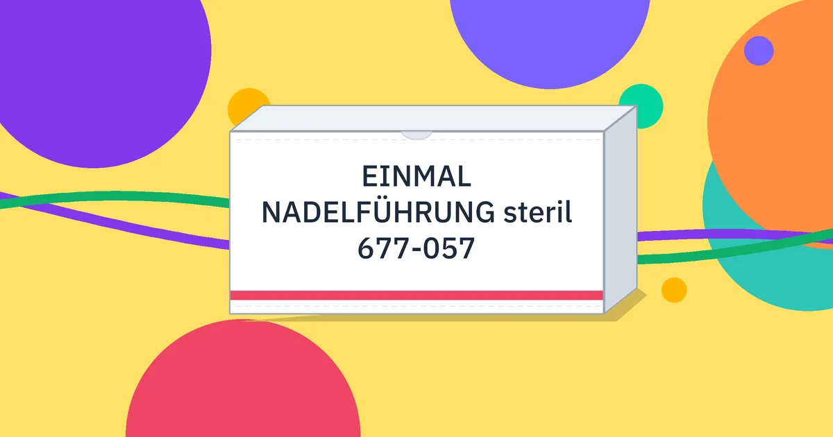 Symbolbild: Packung mit der Aufschrift EINMAL NADELFÜHRUNG steril 677-057 (PZN 16258628) – Verfügbarkeit und Bezug in Apotheken in Frankfurt am Main
