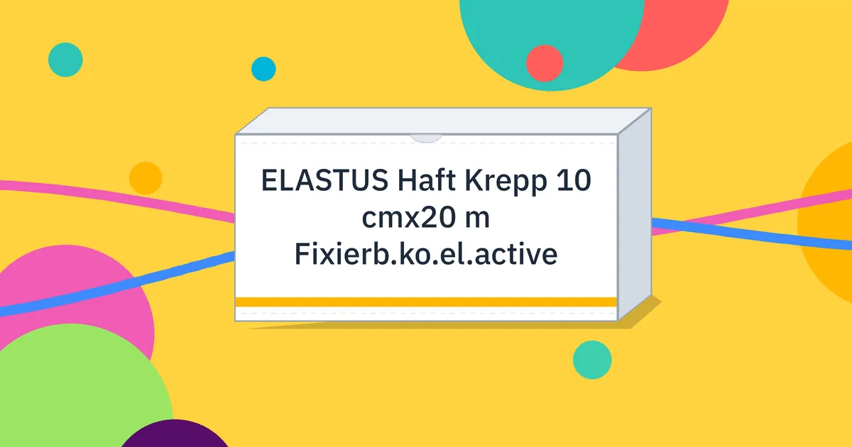 Symbolbild: Packung mit der Aufschrift ELASTUS Haft Krepp 10 cmx20 m Fixierb.ko.el.active (PZN 01668361) – Verfügbarkeit und Bezug in Apotheken in Frankfurt am Main