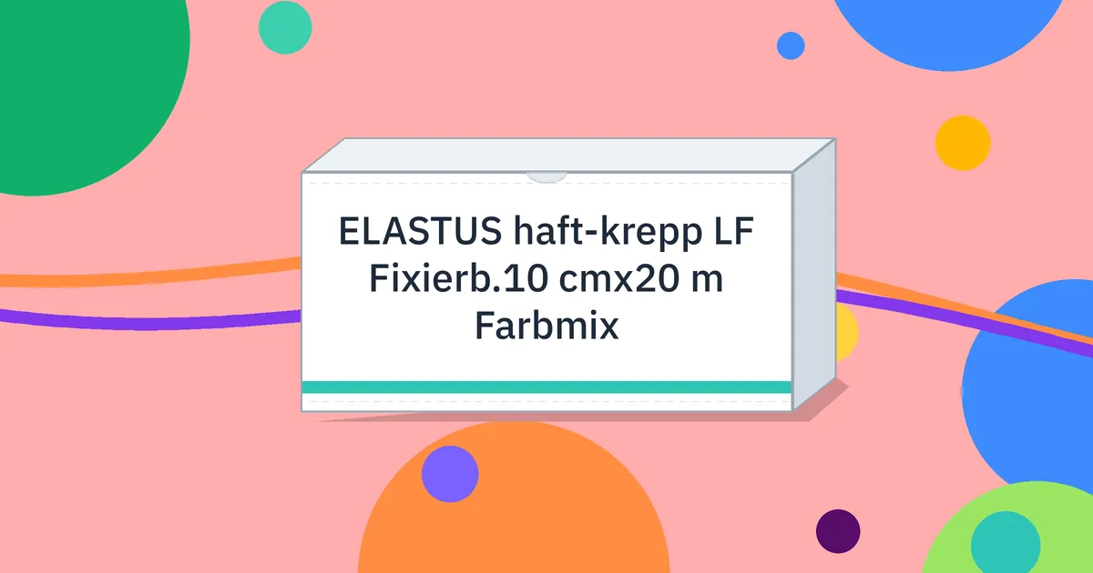 Symbolbild: Packung mit der Aufschrift ELASTUS haft-krepp LF Fixierb.10 cmx20 m Farbmix (PZN 16678520) – Verfügbarkeit und Bezug in Apotheken in Frankfurt am Main