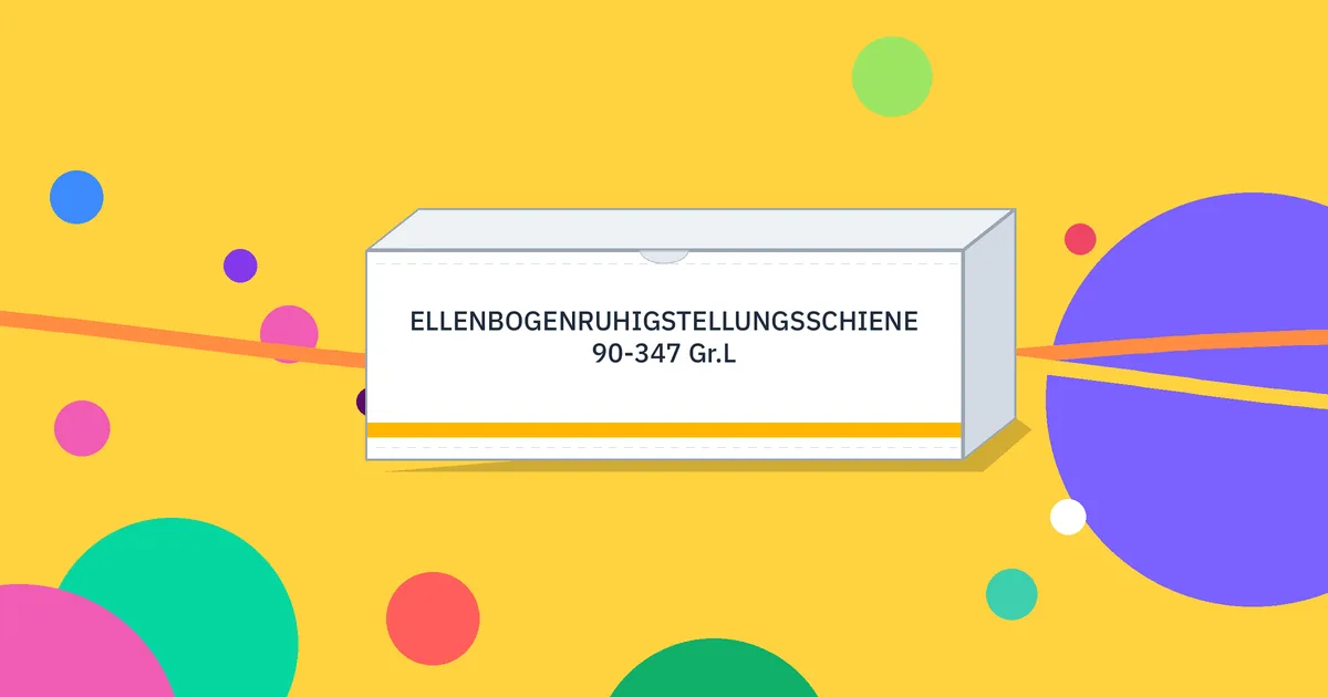 Symbolbild: Packung mit der Aufschrift ELLENBOGENRUHIGSTELLUNGSSCHIENE 90-347 Gr.L (PZN 10167592) – Verfügbarkeit und Bezug in Apotheken in Frankfurt am Main