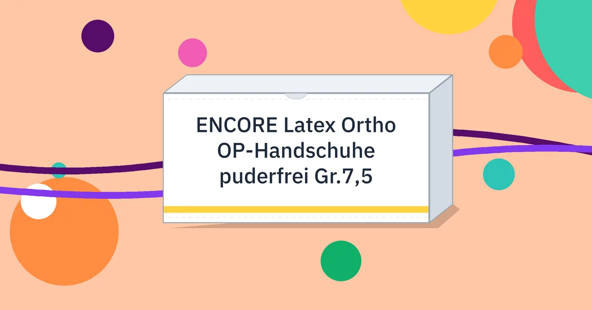 Symbolbild: Packung mit der Aufschrift ENCORE Latex Ortho OP-Handschuhe puderfrei Gr.7,5 (PZN 13164045) – Verfügbarkeit und Bezug in Apotheken in Frankfurt am Main