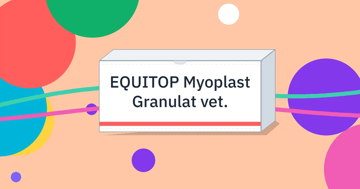Symbolbild: Packung mit der Aufschrift EQUITOP Myoplast Granulat vet. (PZN 00714857) – Verfügbarkeit und Bezug in Apotheken in Frankfurt am Main