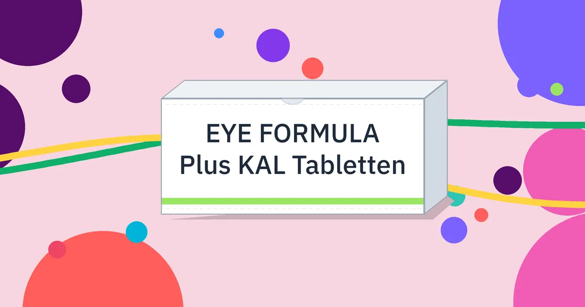 Symbolbild: Packung mit der Aufschrift EYE FORMULA Plus KAL Tabletten (PZN 13894915) – Verfügbarkeit und Bezug in Apotheken in Frankfurt am Main