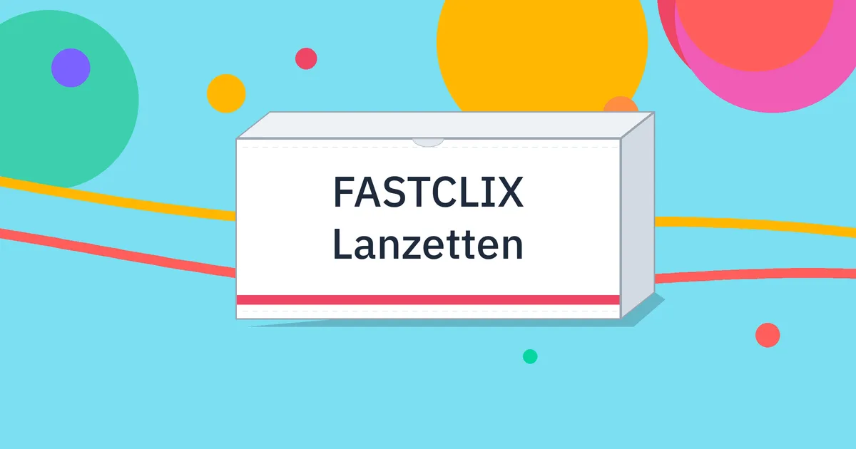 Symbolbild: Packung mit der Aufschrift FASTCLIX Lanzetten (PZN 16916132) – Verfügbarkeit und Bezug in Apotheken in Frankfurt am Main