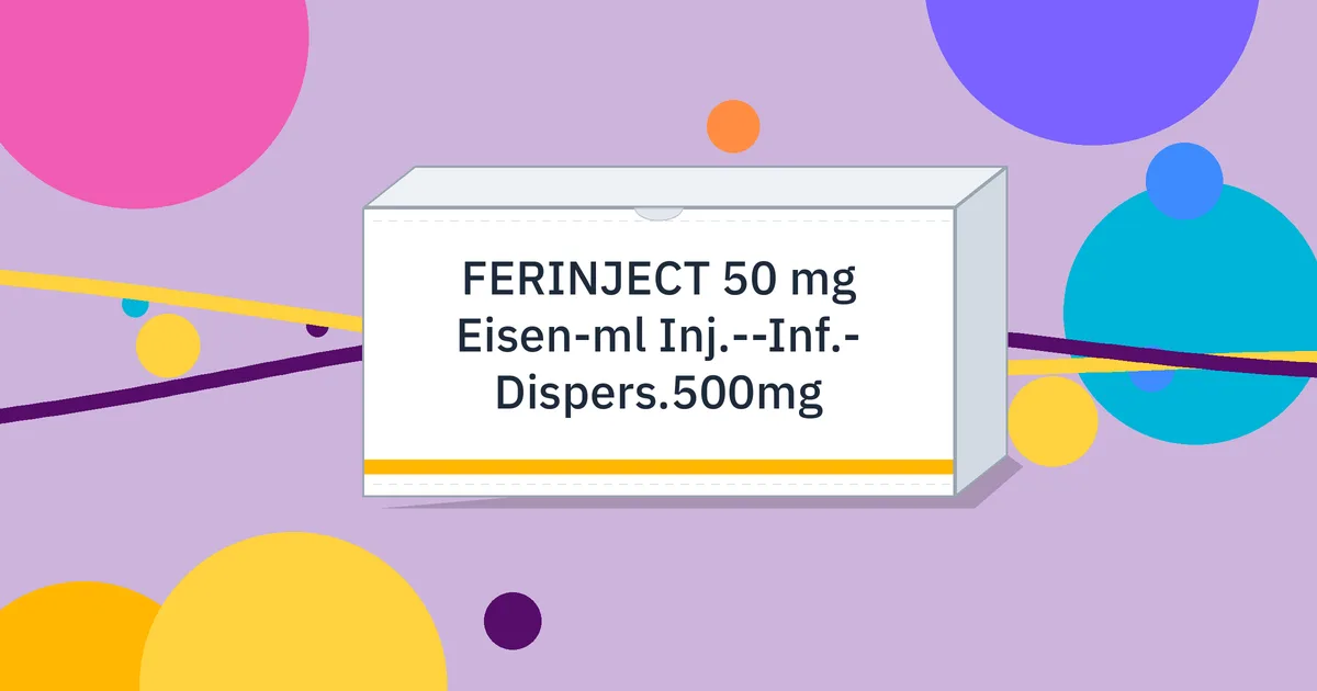 Symbolbild: Packung mit der Aufschrift FERINJECT 50 mg Eisen-ml Inj.--Inf.-Dispers.500mg (PZN 19688051) – Verfügbarkeit und Bezug in Apotheken in Frankfurt am Main