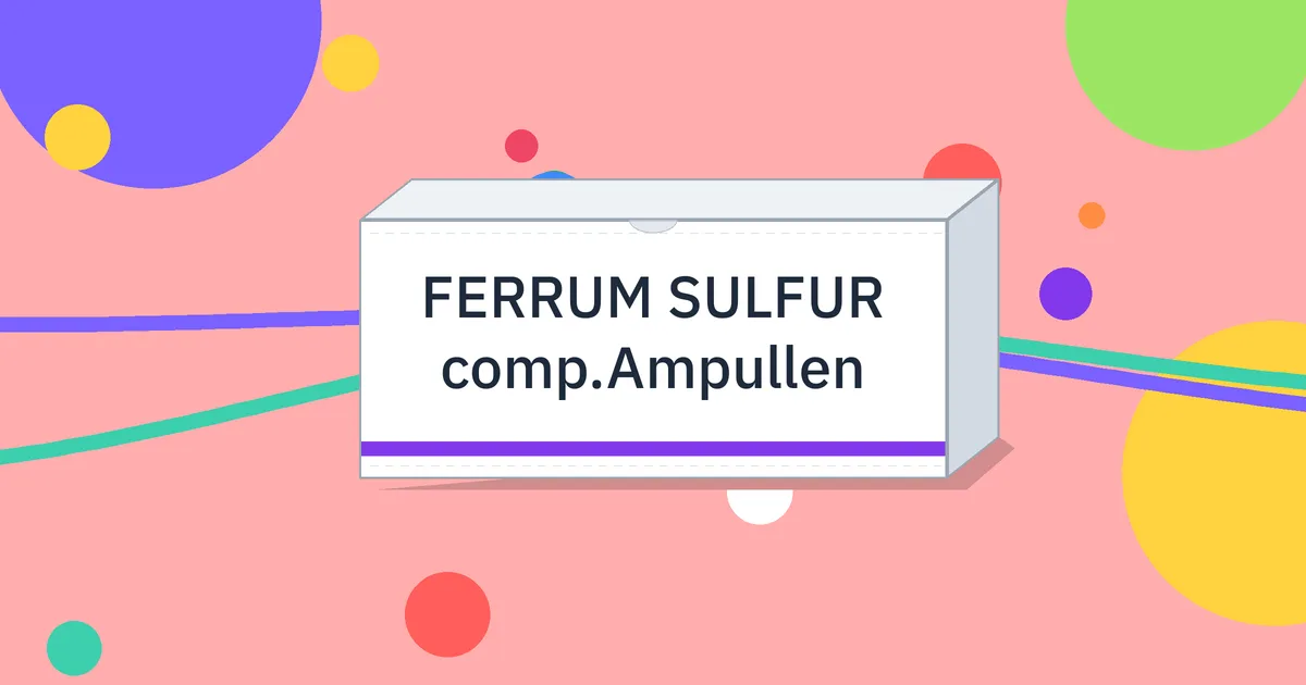 Symbolbild: Packung mit der Aufschrift FERRUM SULFUR comp.Ampullen (PZN 01751464) – Verfügbarkeit und Bezug in Apotheken in Frankfurt am Main