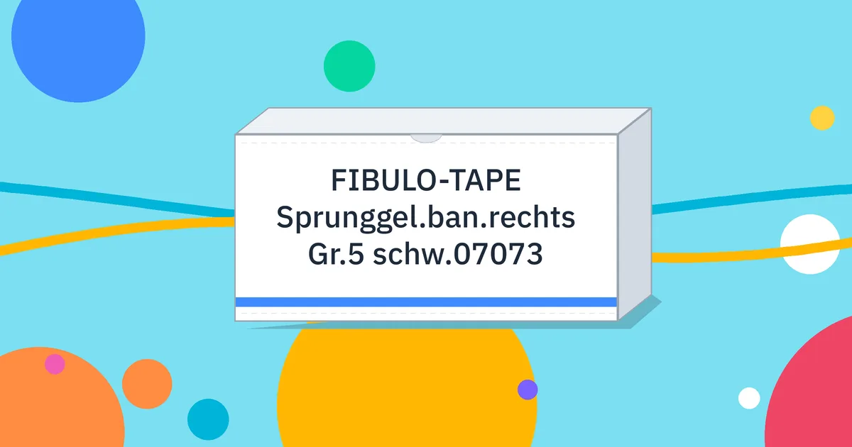 Symbolbild: Packung mit der Aufschrift FIBULO-TAPE Sprunggel.ban.rechts Gr.5 schw.07073 (PZN 05543231) – Verfügbarkeit und Bezug in Apotheken in Frankfurt am Main