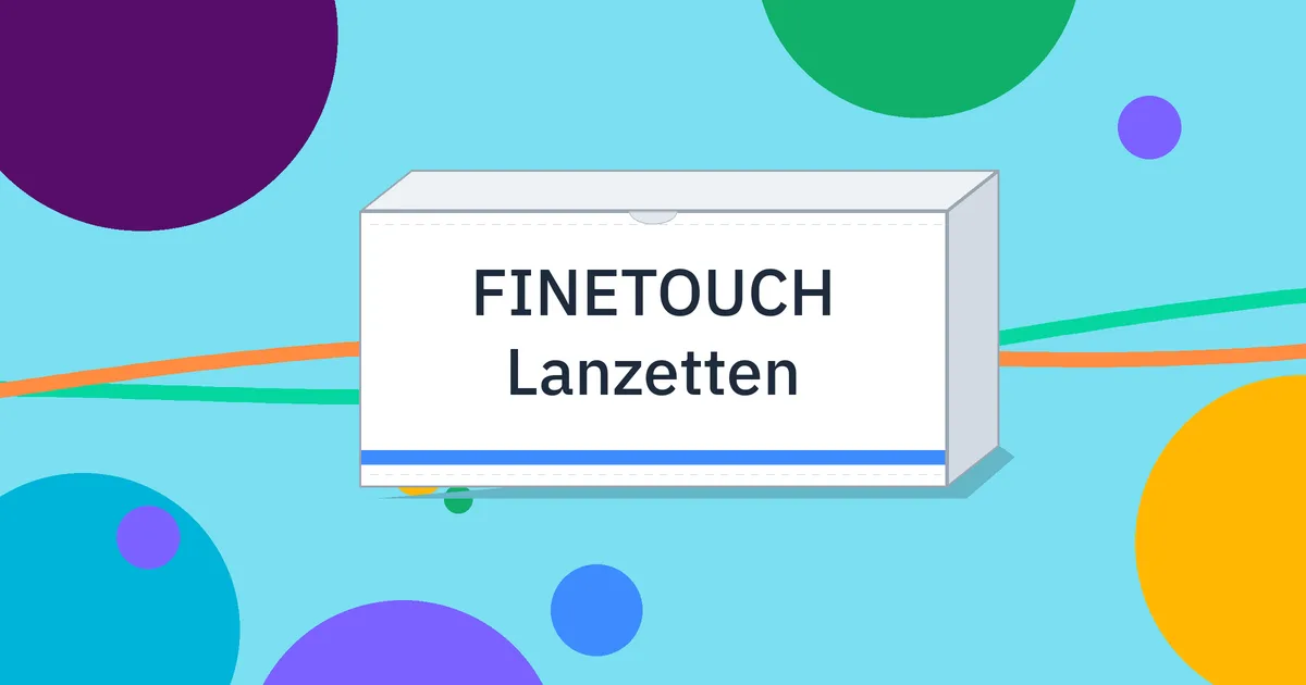 Symbolbild: Packung mit der Aufschrift FINETOUCH Lanzetten (PZN 09630820) – Verfügbarkeit und Bezug in Apotheken in Frankfurt am Main