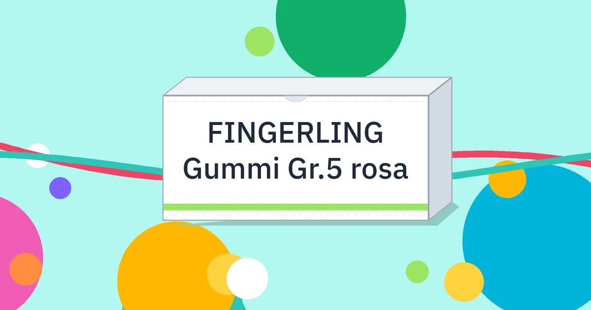 Symbolbild: Packung mit der Aufschrift FINGERLING Gummi Gr.5 rosa (PZN 01726957) – Verfügbarkeit und Bezug in Apotheken in Frankfurt am Main
