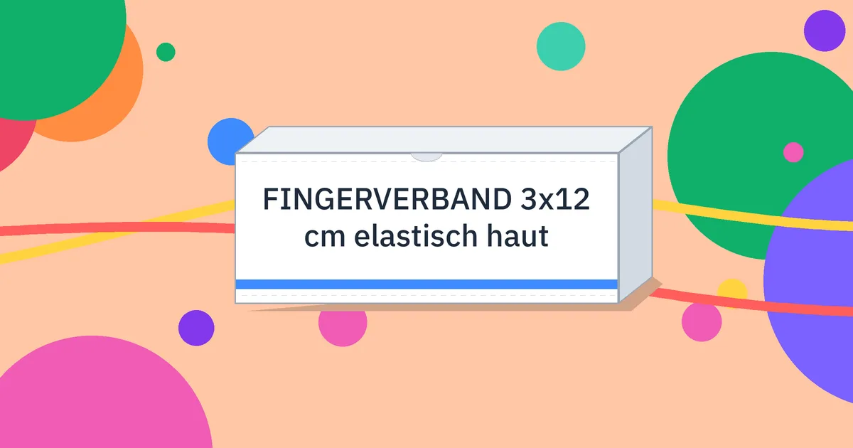 Symbolbild: Packung mit der Aufschrift FINGERVERBAND 3x12 cm elastisch haut (PZN 07624198) – Verfügbarkeit und Bezug in Apotheken in Frankfurt am Main