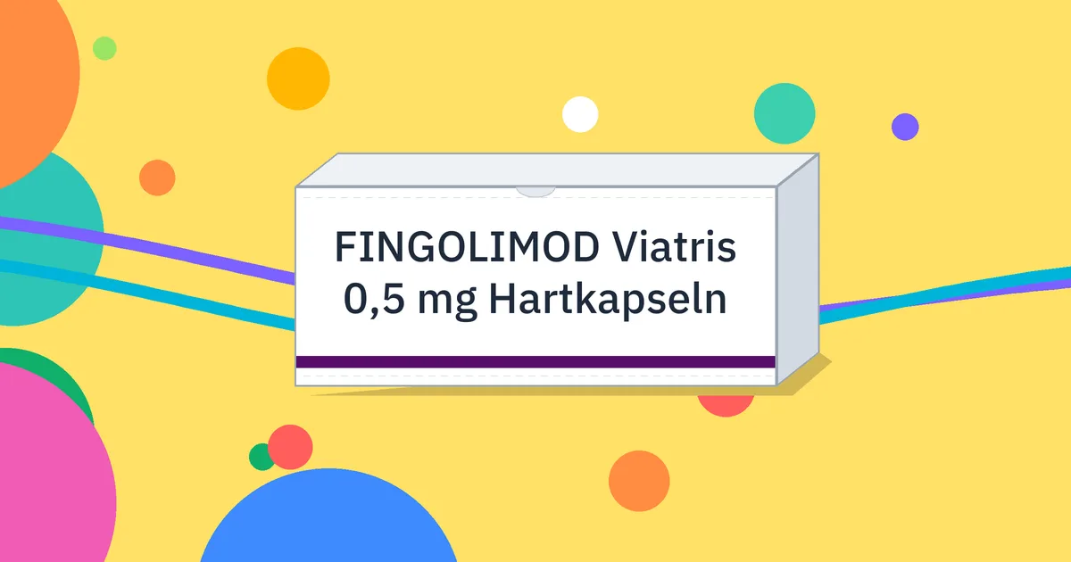 Symbolbild: Packung mit der Aufschrift FINGOLIMOD Viatris 0,5 mg Hartkapseln (PZN 20045281) – Verfügbarkeit und Bezug in Apotheken in Frankfurt am Main