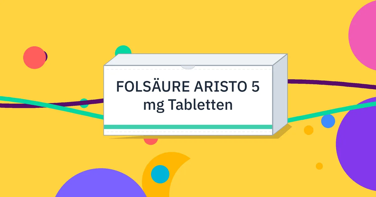 Symbolbild: Packung mit der Aufschrift FOLSÄURE ARISTO 5 mg Tabletten (PZN 17896874) – Verfügbarkeit und Bezug in Apotheken in Frankfurt am Main
