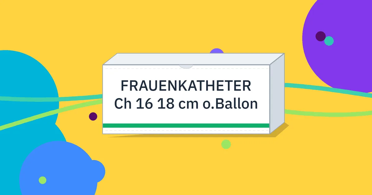 Symbolbild: Packung mit der Aufschrift FRAUENKATHETER Ch 16 18 cm o.Ballon (PZN 09092104) – Verfügbarkeit und Bezug in Apotheken in Frankfurt am Main