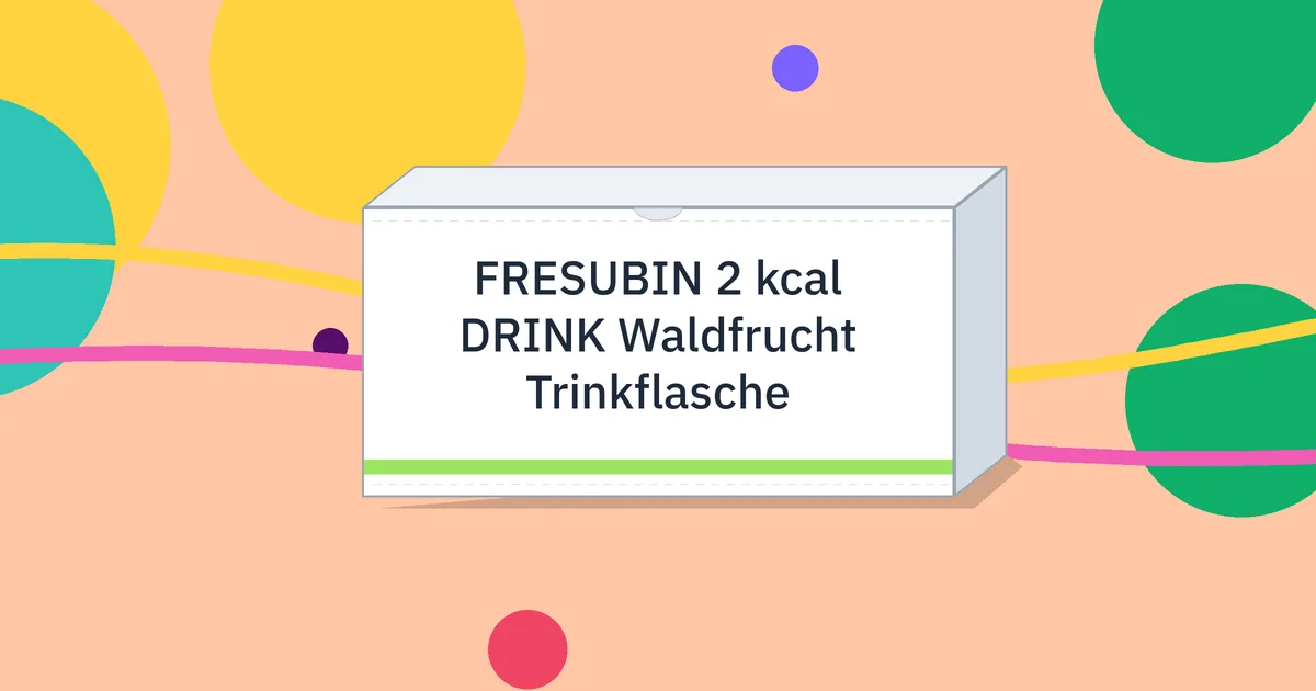 Symbolbild: Packung mit der Aufschrift FRESUBIN 2 kcal DRINK Waldfrucht Trinkflasche (PZN 11590855) – Verfügbarkeit und Bezug in Apotheken in Frankfurt am Main