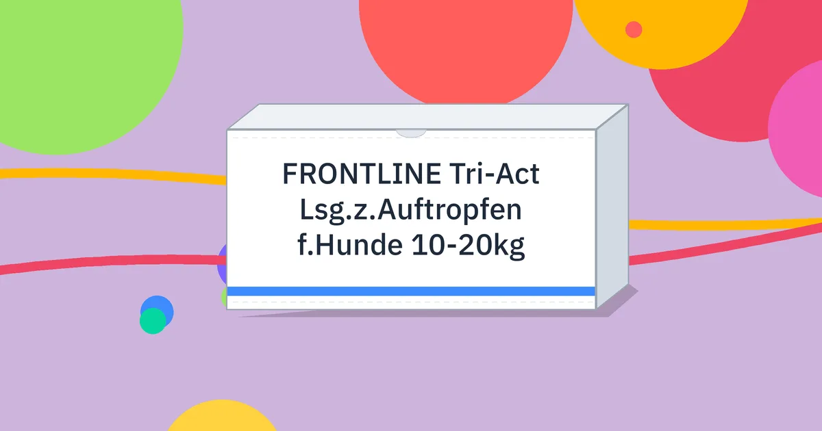 Symbolbild: Packung mit der Aufschrift FRONTLINE Tri-Act Lsg.z.Auftropfen f.Hunde 10-20kg (PZN 16359878) – Verfügbarkeit und Bezug in Apotheken in Frankfurt am Main
