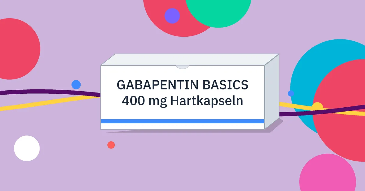 Symbolbild: Packung mit der Aufschrift GABAPENTIN BASICS 400 mg Hartkapseln (PZN 01072272) – Verfügbarkeit und Bezug in Apotheken in Frankfurt am Main