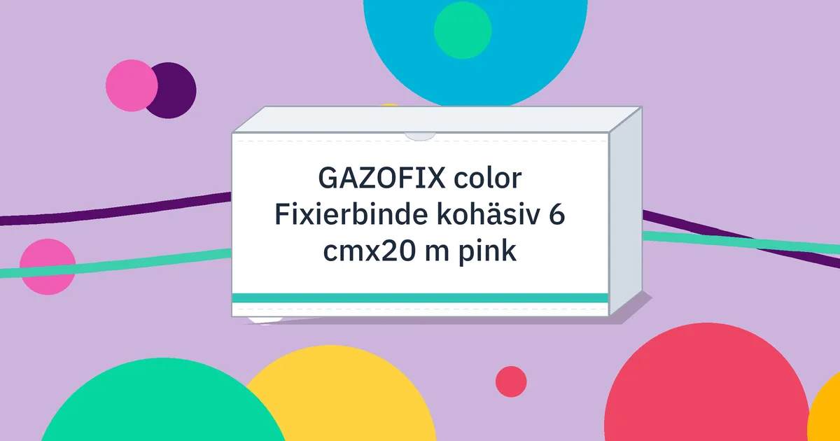 Symbolbild: Packung mit der Aufschrift GAZOFIX color Fixierbinde kohäsiv 6 cmx20 m pink (PZN 19882646) – Verfügbarkeit und Bezug in Apotheken in Frankfurt am Main