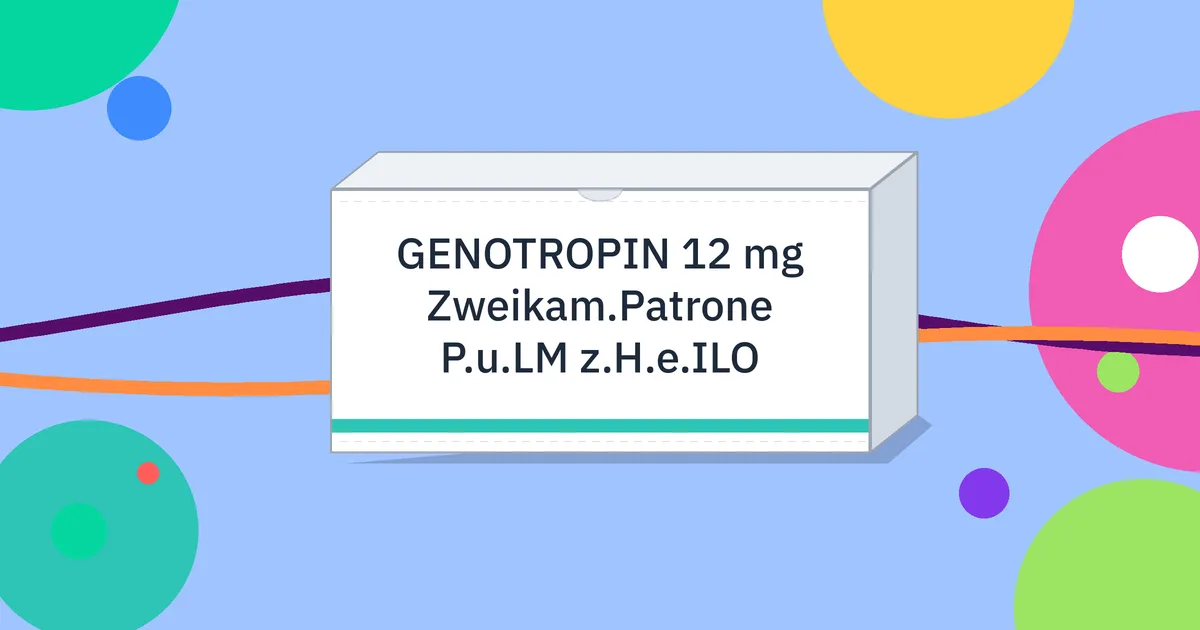 Symbolbild: Packung mit der Aufschrift GENOTROPIN 12 mg Zweikam.Patrone P.u.LM z.H.e.ILO (PZN 04589892) – Verfügbarkeit und Bezug in Apotheken in Frankfurt am Main