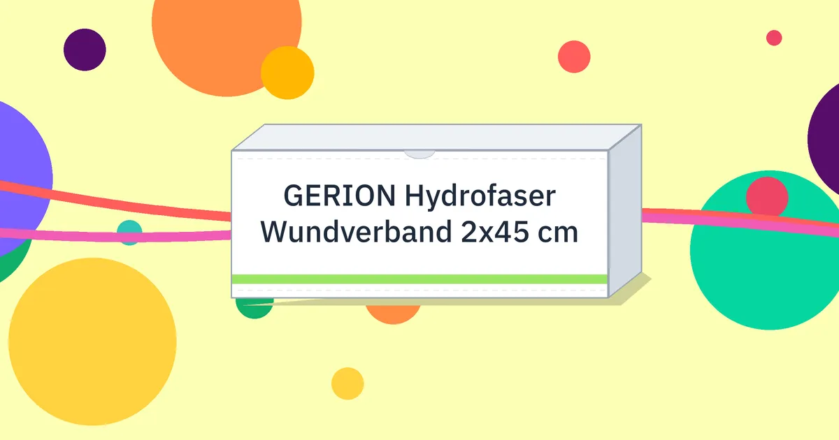 Symbolbild: Packung mit der Aufschrift GERION Hydrofaser Wundverband 2x45 cm (PZN 19247068) – Verfügbarkeit und Bezug in Apotheken in Frankfurt am Main